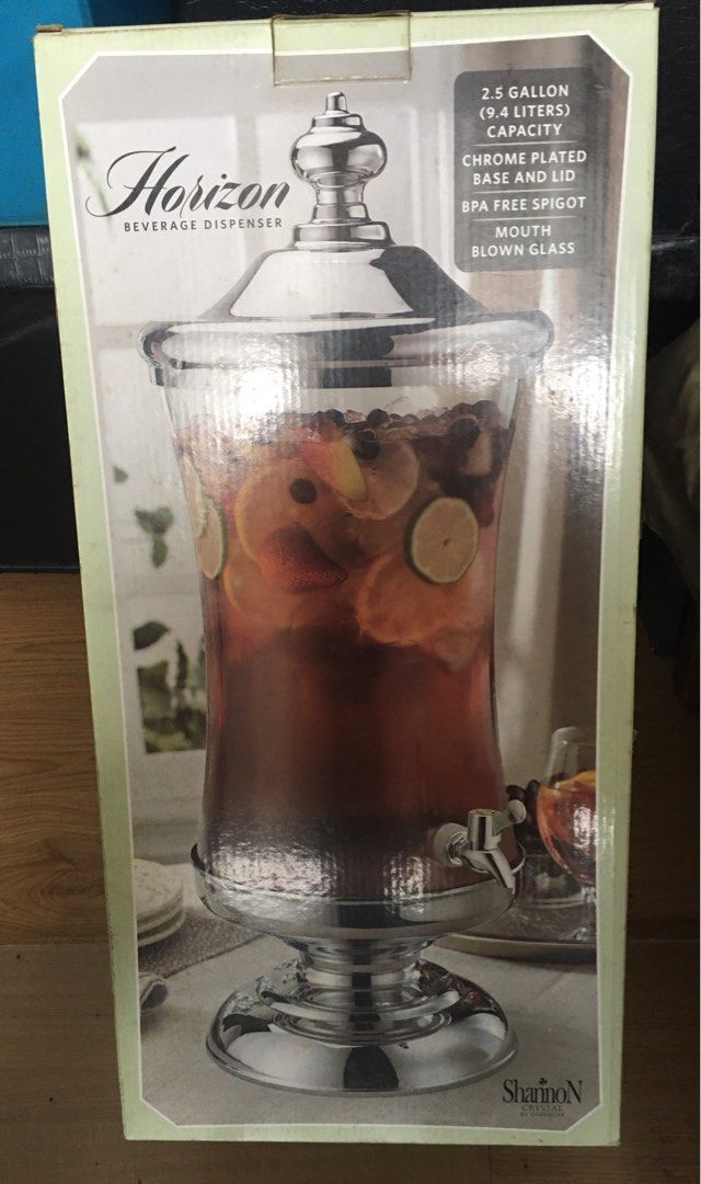 Shannon Crystal Horizon Chrome and Glass Beverage Dispenser - 2.5 ...