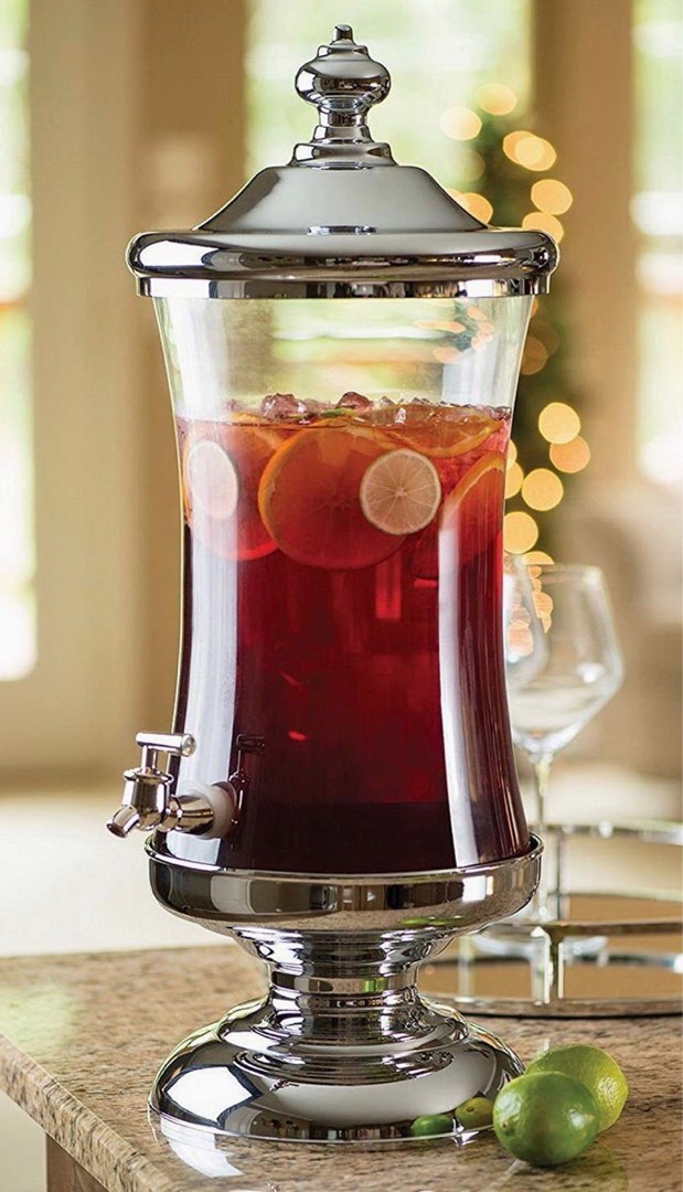 Shannon Crystal Horizon Chrome and Glass Beverage Dispenser - 2.5 ...