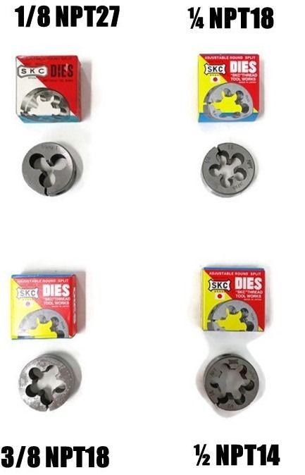 SKC Round Die 1-1/2" O.D. Sizes: 1/8 NPT27, 1/4 NPT18, 3/8 NPT18 & 1/2 ...