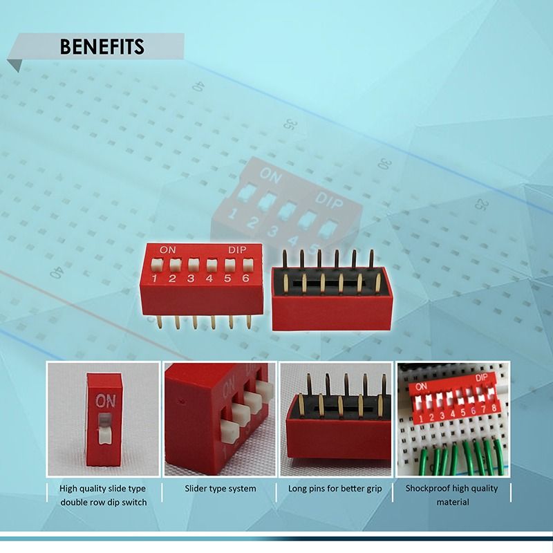SLIDE TYPE SWITCH MODULE 2.54mm (1-PC per ORDER), 1-12WAY DIP RED PITCH ...