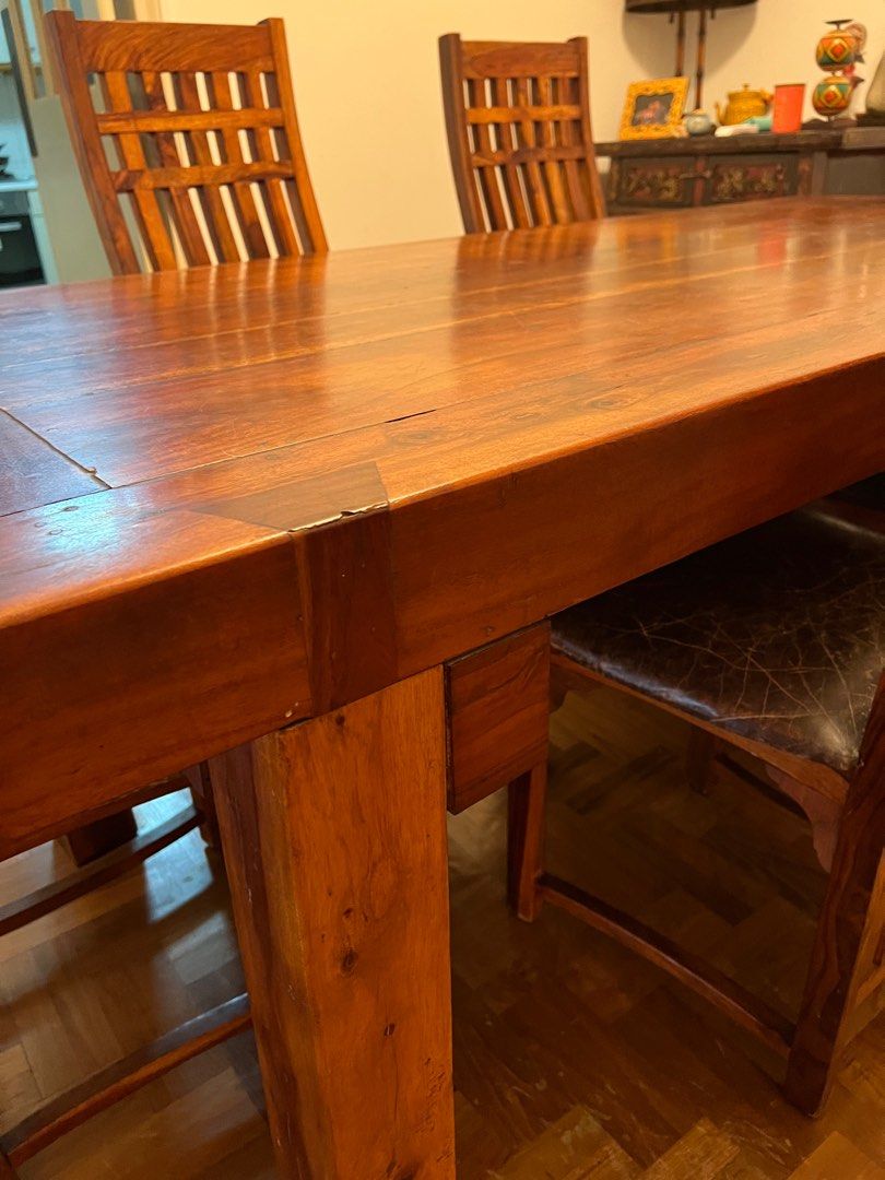Solid Teak dining table with 6 chairs - Tequila Kola Hong Kong ...