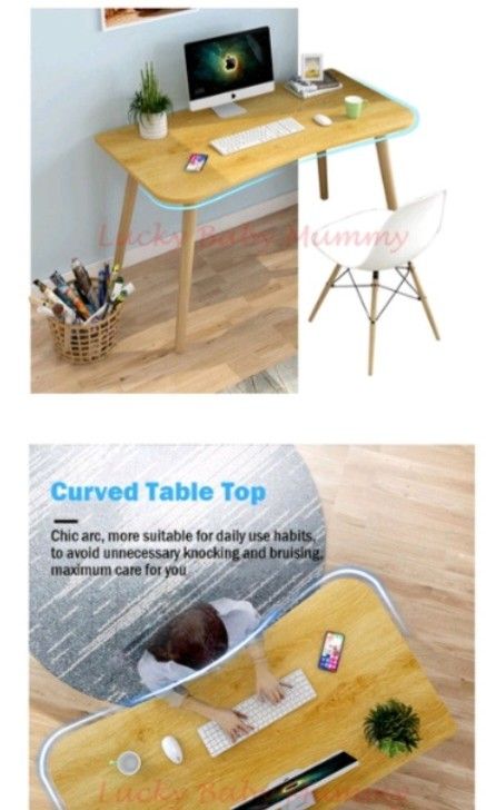 Solid Wood Leg Curved Study Table (80 x 50 x 75cm), Furniture & Home ...