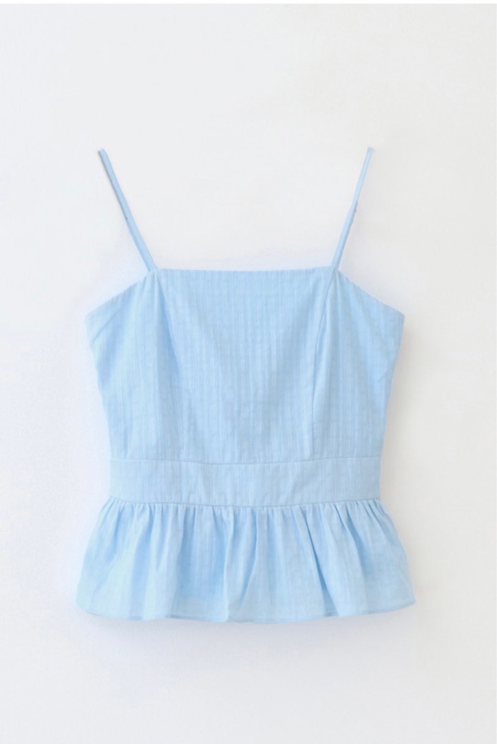The Willow Label Demi Peplum Top in Sky Blue, Women's Fashion, Tops ...