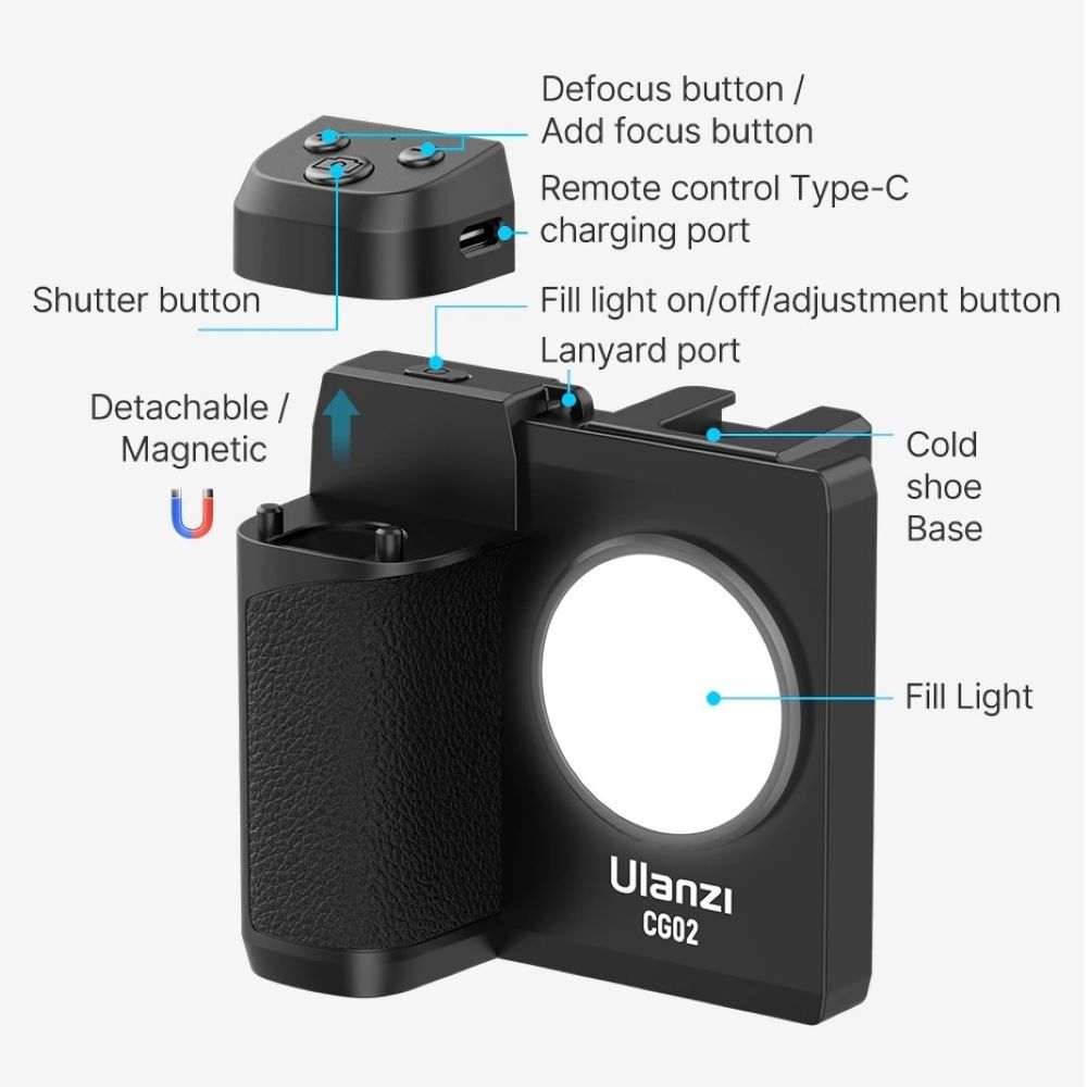 ULANZI CG02 CapGrip II Bluetooth Wireless Remote LED Video Fill Light ...