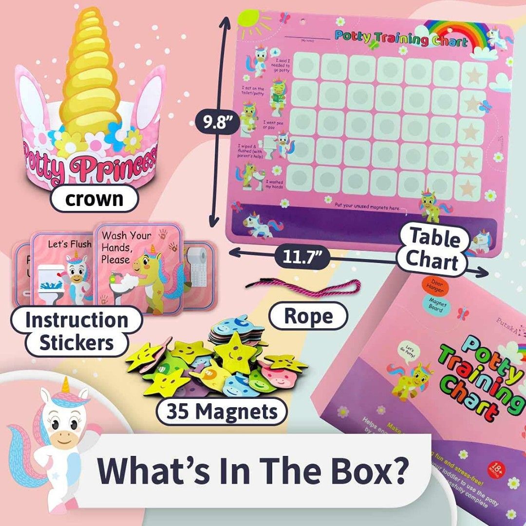 Unicorn Potty Training Chart & 35 Magnetic Stickers - Potty Chart ...