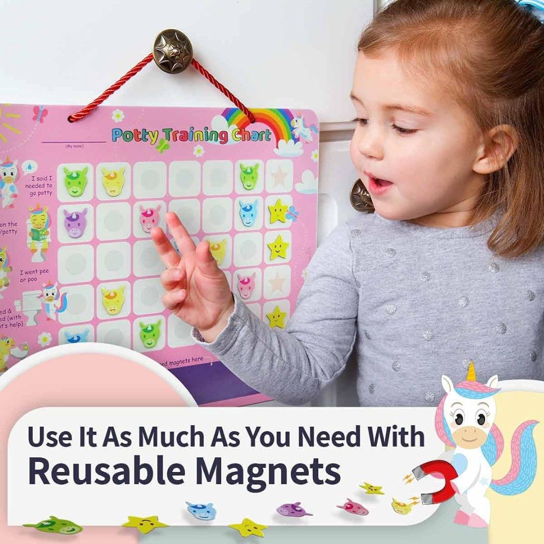 Unicorn Potty Training Chart & 35 Magnetic Stickers - Potty Chart ...