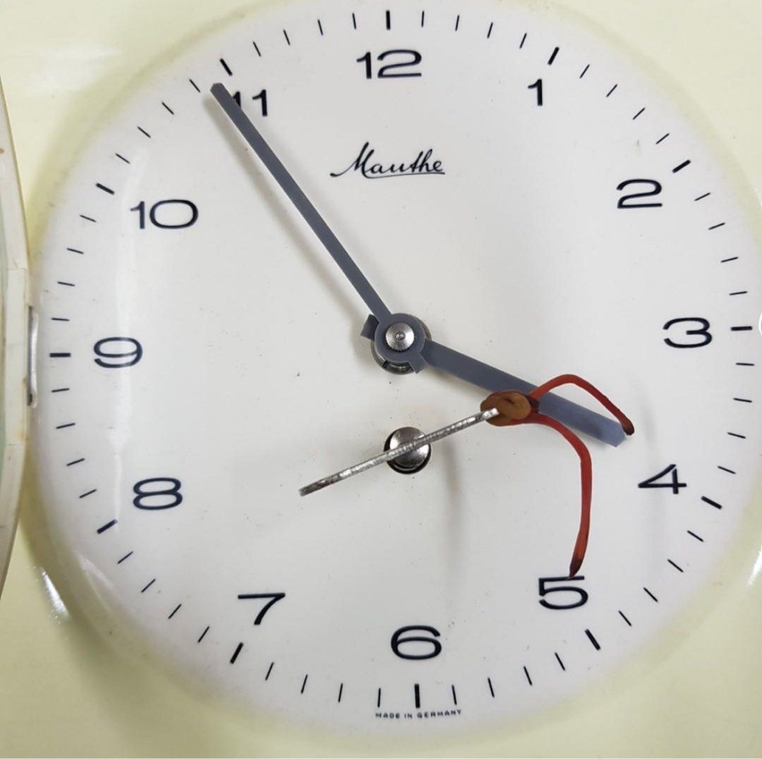 Vintage 1960s Germany MAUTHE mechanical ceramic wall clock wind up key ...