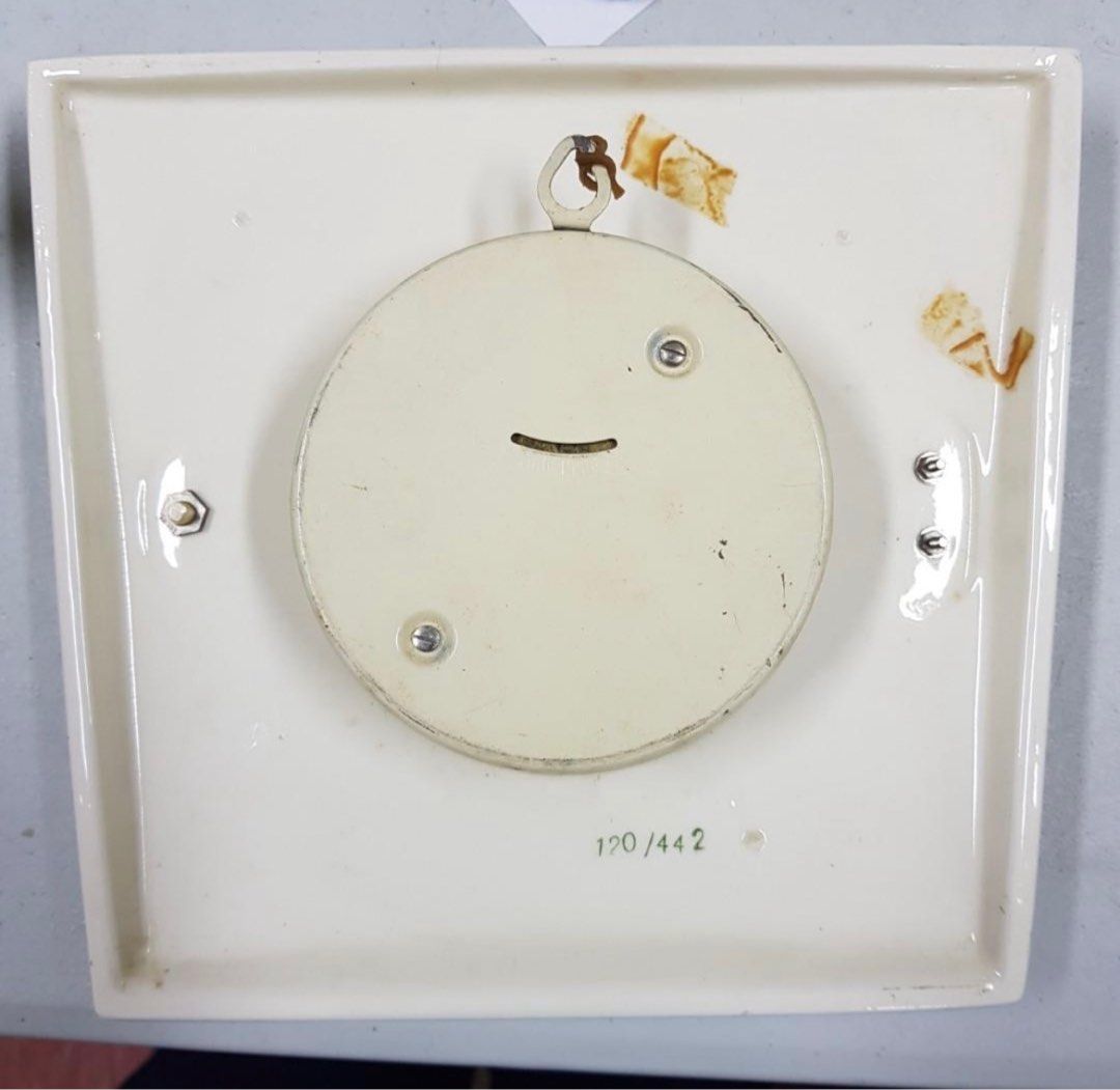 Vintage 1960s Germany MAUTHE mechanical ceramic wall clock wind up key ...