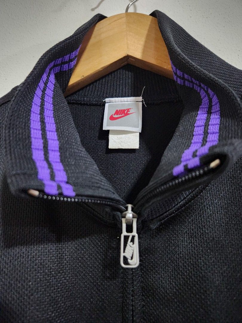 VINTAGE NIKE TRACK JACKET BLACK & VIOLET on Carousell