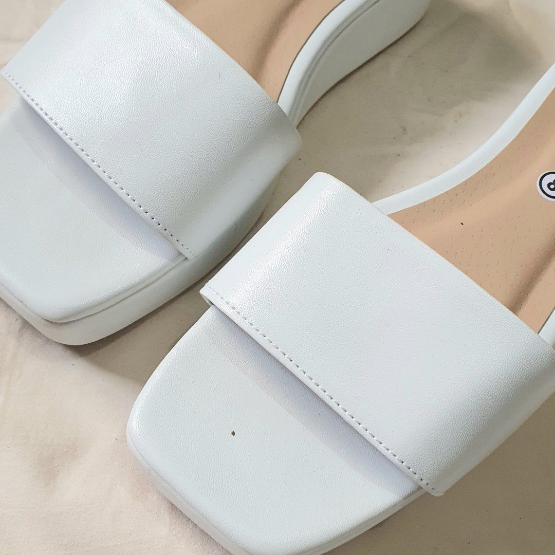 White Platform Slides Shopee Laguna Made, Women's Fashion, Footwear ...