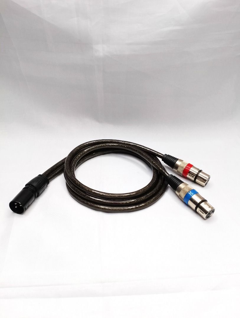 XLR MALE to 2-XLR FEMALE 3-PIN Y SPLITTER BALANCED AUDIO MIC CABLE ...