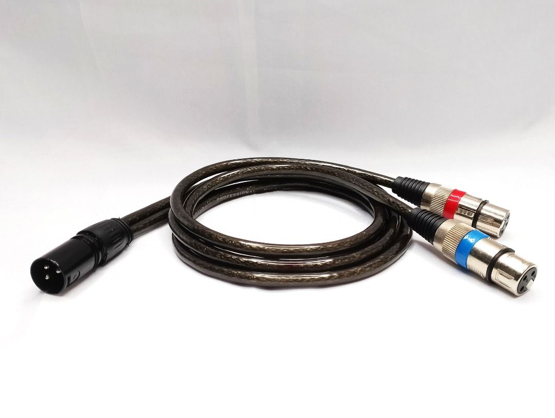 XLR MALE to 2-XLR FEMALE 3-PIN Y SPLITTER BALANCED AUDIO MIC CABLE ...