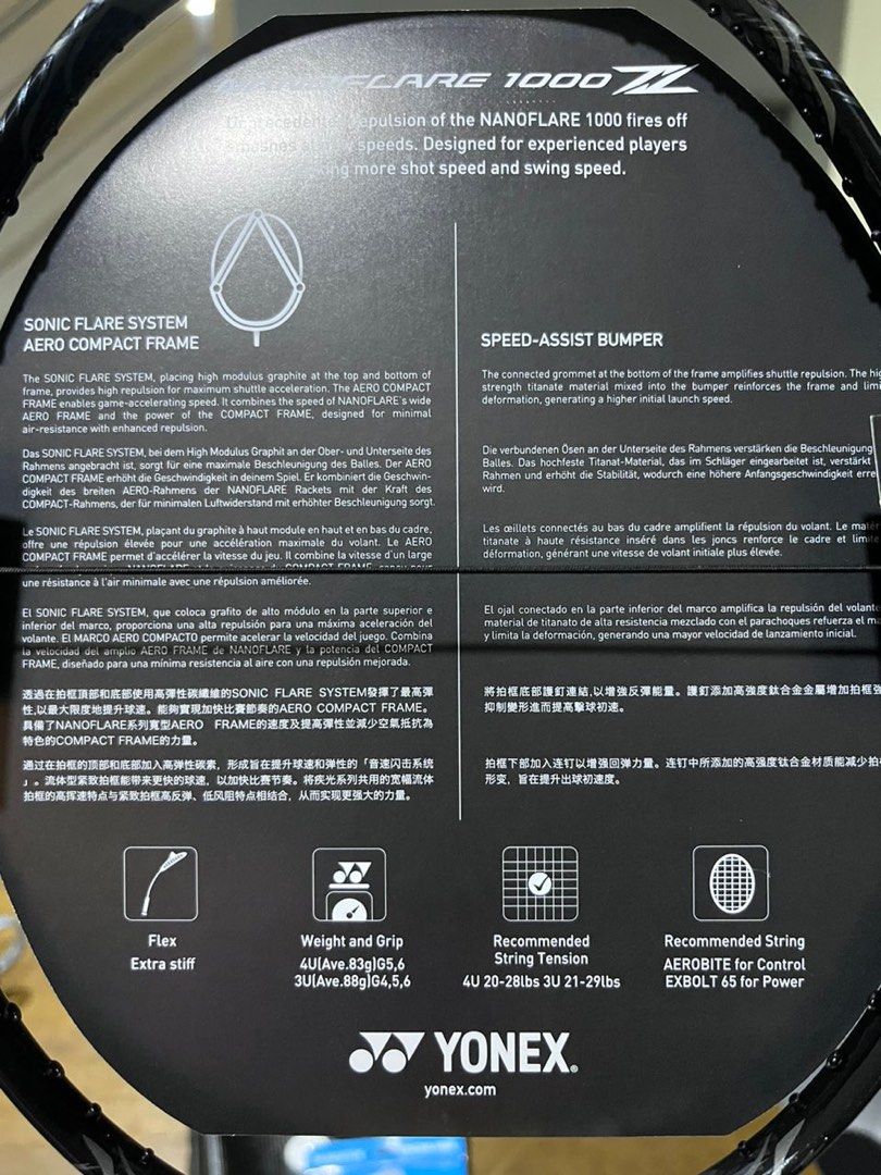 Yonex Nanoflare 1000Z, Sports Equipment, Sports & Games, Racket & Ball Sports on Carousell