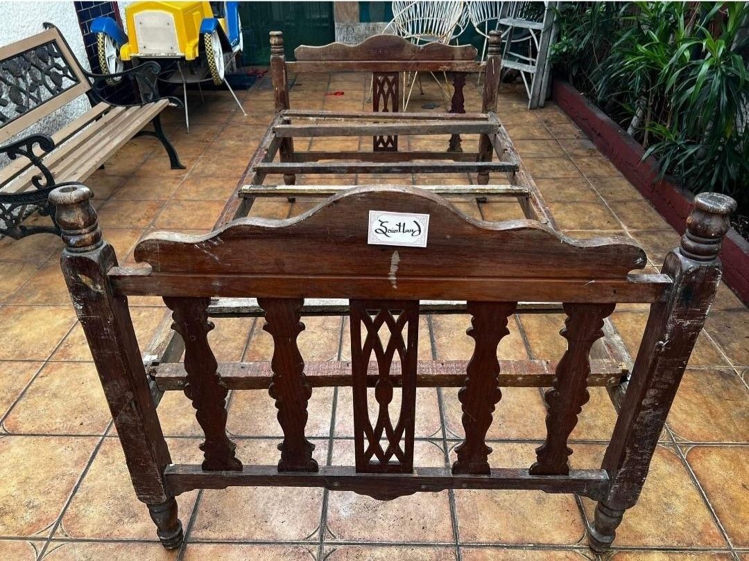 1932 HISTORICAL FILIPINIANA WOOD BED FRAME with RARE MARKINGS ANTIQUE ...