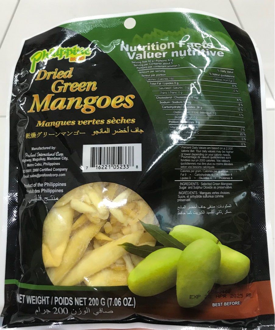 200g Philippine Brand Dried Green Mangoes Pasalubong Cebu Mango, Food & Drinks, Packaged ...