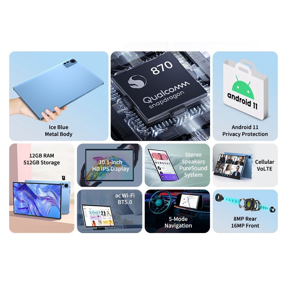 2023 New Android 12.0 2k HD Screen Snapdragon 870 Global Tablet 5G Dual ...