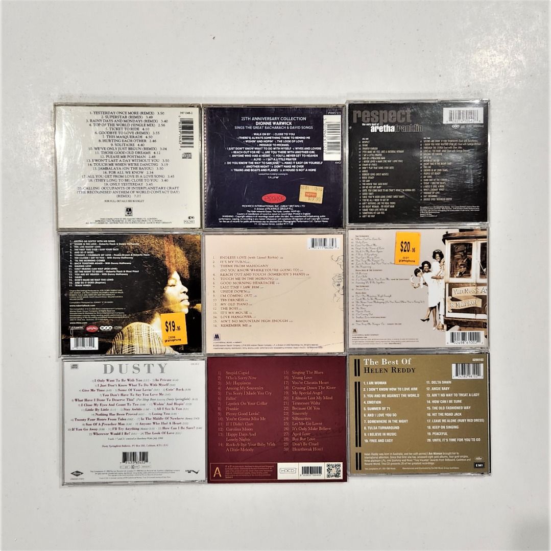 $5 per CD Carpenters Dionne Warwick Aretha Franklin Roberta Flack Diana ...