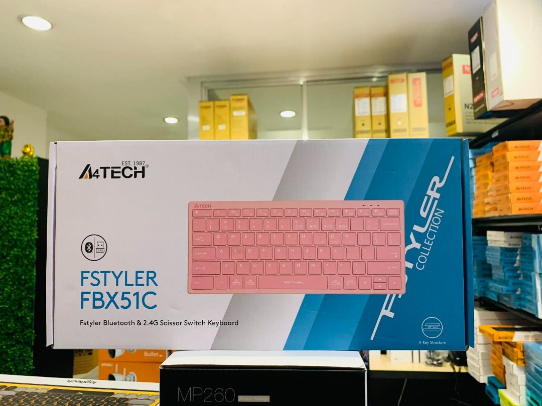 A4Tech Fstyler FBX51C Bluetooth & 2.4G Scissor Switch Keyboard Baby ...