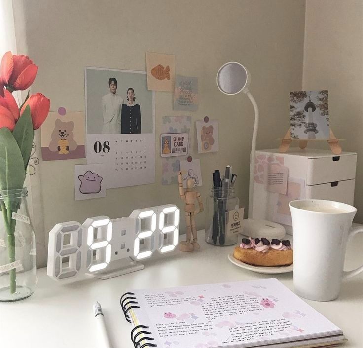 Aesthetic White LED Digital Clock, Furniture & Home Living, Home Decor ...