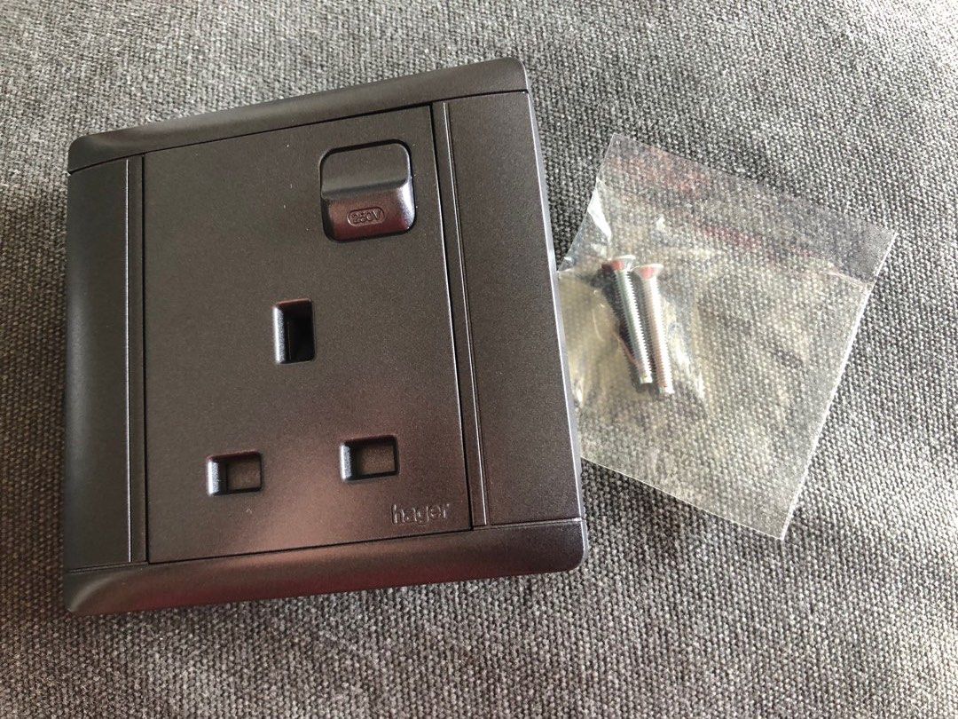 Hager 13A electric switch socket with screws, TV & Home Appliances ...
