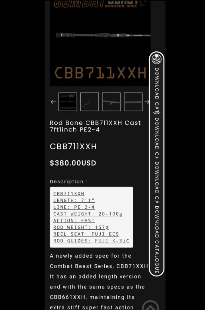 Bone Combat Beast 711XXH, Sports Equipment, Fishing on Carousell