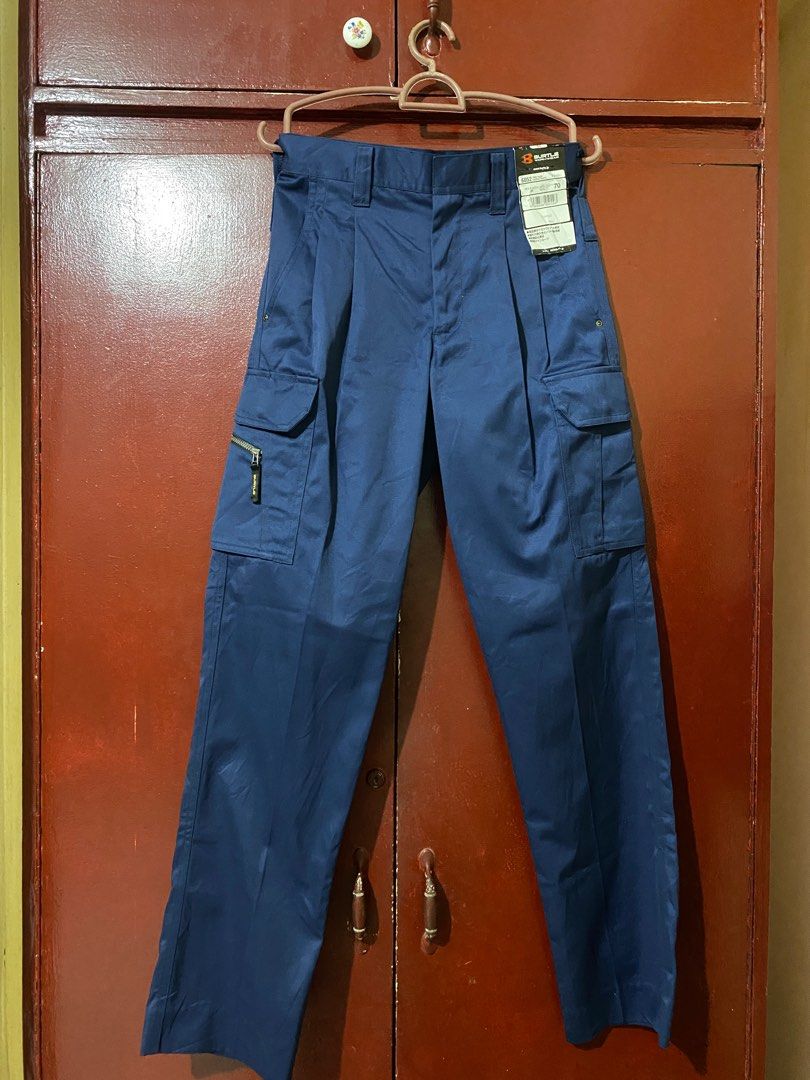 Burtle (Japan Brand) Navy Blue Cargo Pants six-pocket nylon, Women's Fashion, Bottoms, Other ...