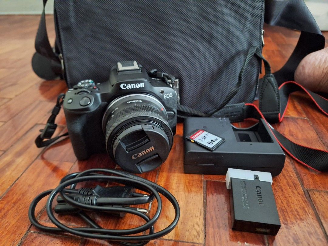 Canon EOS R50 with kit lens and RF 50mm f1.8 STM, Photography, Cameras ...