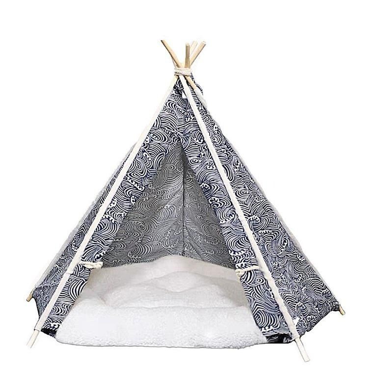 Cat Teepee Pet Tipee Tent with Cushion Bed 4/5 Poles non cat cage condo ...