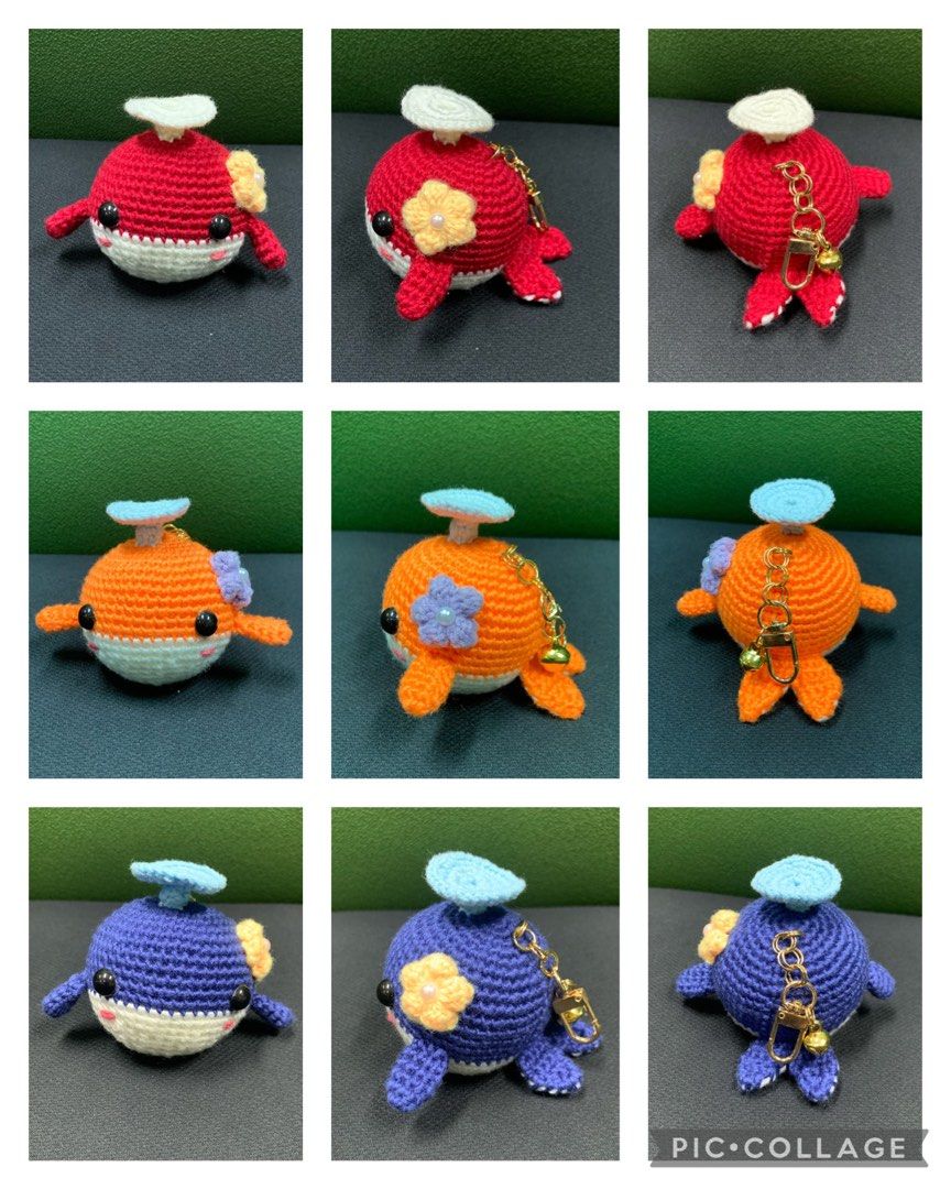 Amigurumi Crochet Fountain whales keychain (scented available), Hobbies ...