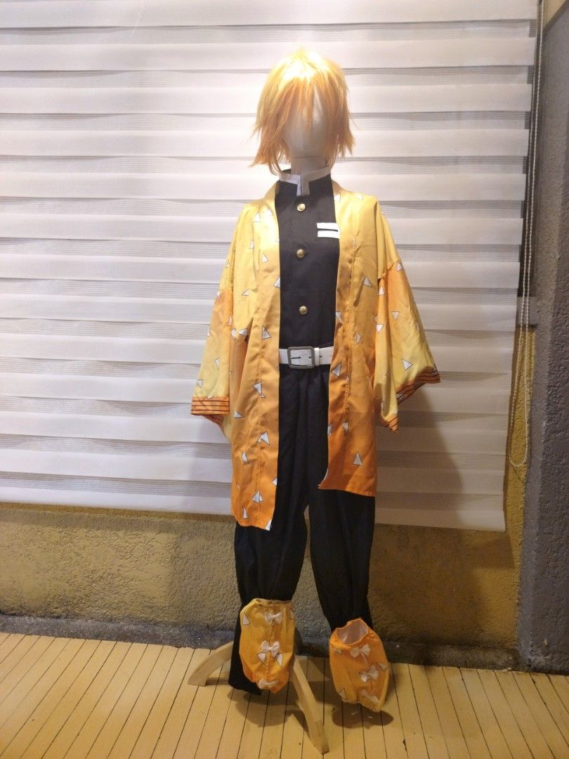 Demon slayer zenitsu cosplay costume large, Men's Fashion, Tops & Sets ...