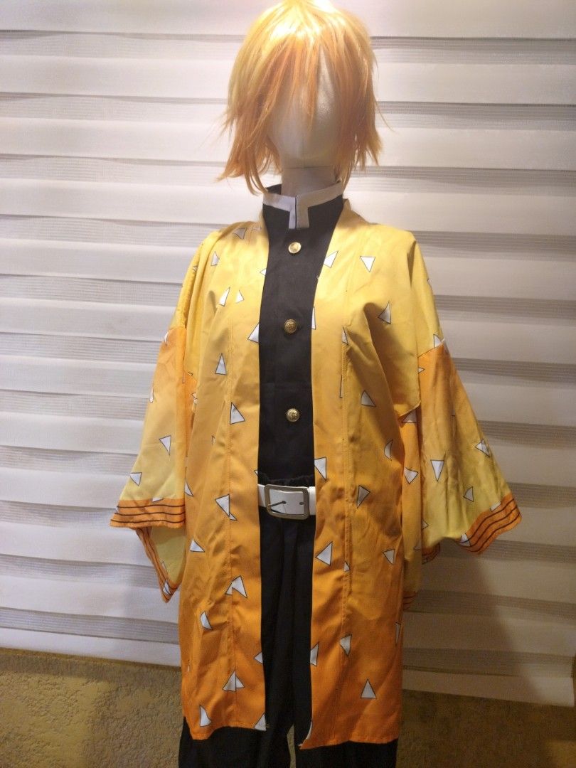 Demon slayer zenitsu cosplay costume large, Men's Fashion, Tops & Sets ...