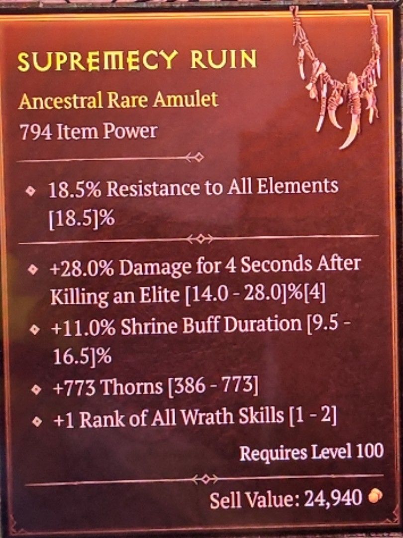 Diablo 4 Amulet IP 794, Video Gaming, Gaming Accessories, In-Game ...