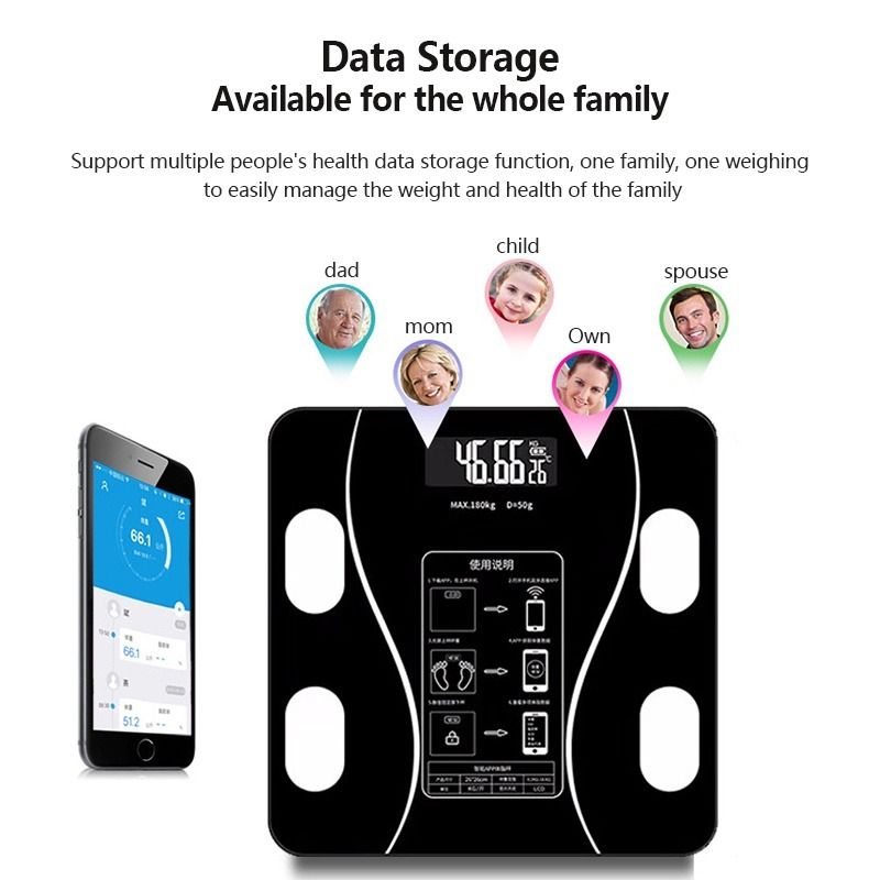 Digital Smart Scale Bluetooth Body Scale Weight Scale Fat Scale BMI ...