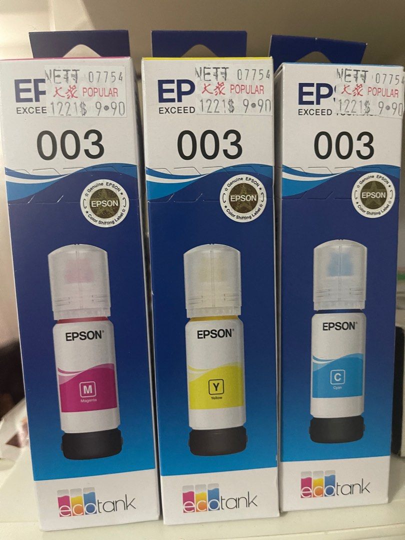 Epson Ecotank printer ink 003 (set of 3), Computers & Tech, Printers ...