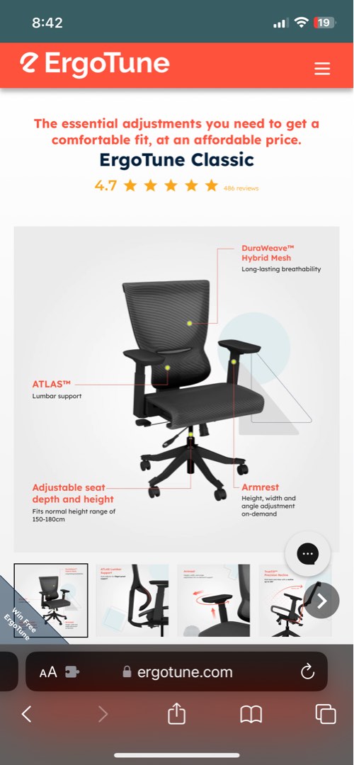 ErgoTune Classic, Furniture & Home Living, Furniture, Chairs on Carousell