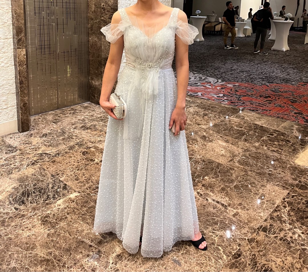 Formal Icy Blue Gown Long Dress on Carousell