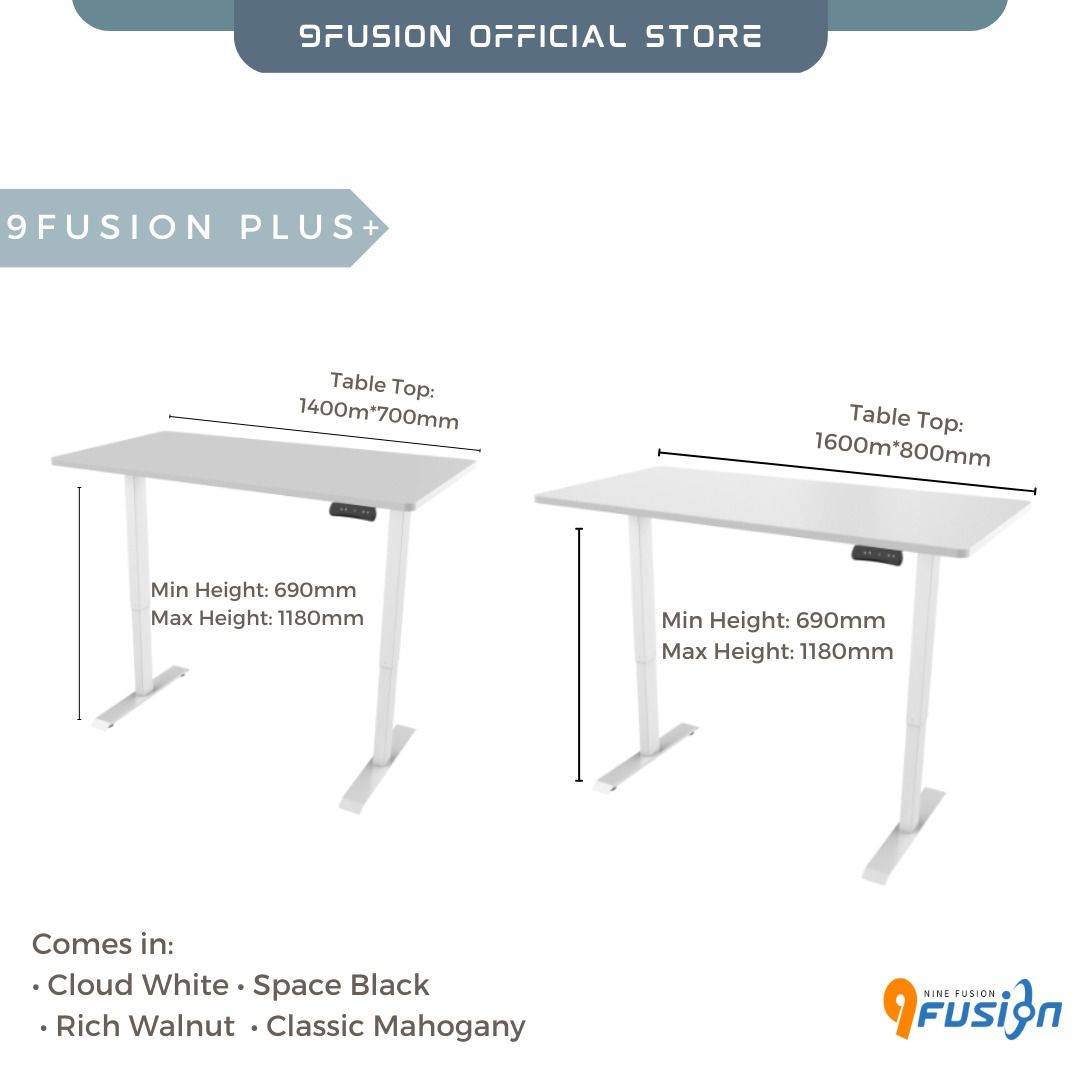 Fusion Desk Plus Height Adjustable Table, Furniture & Home Living ...