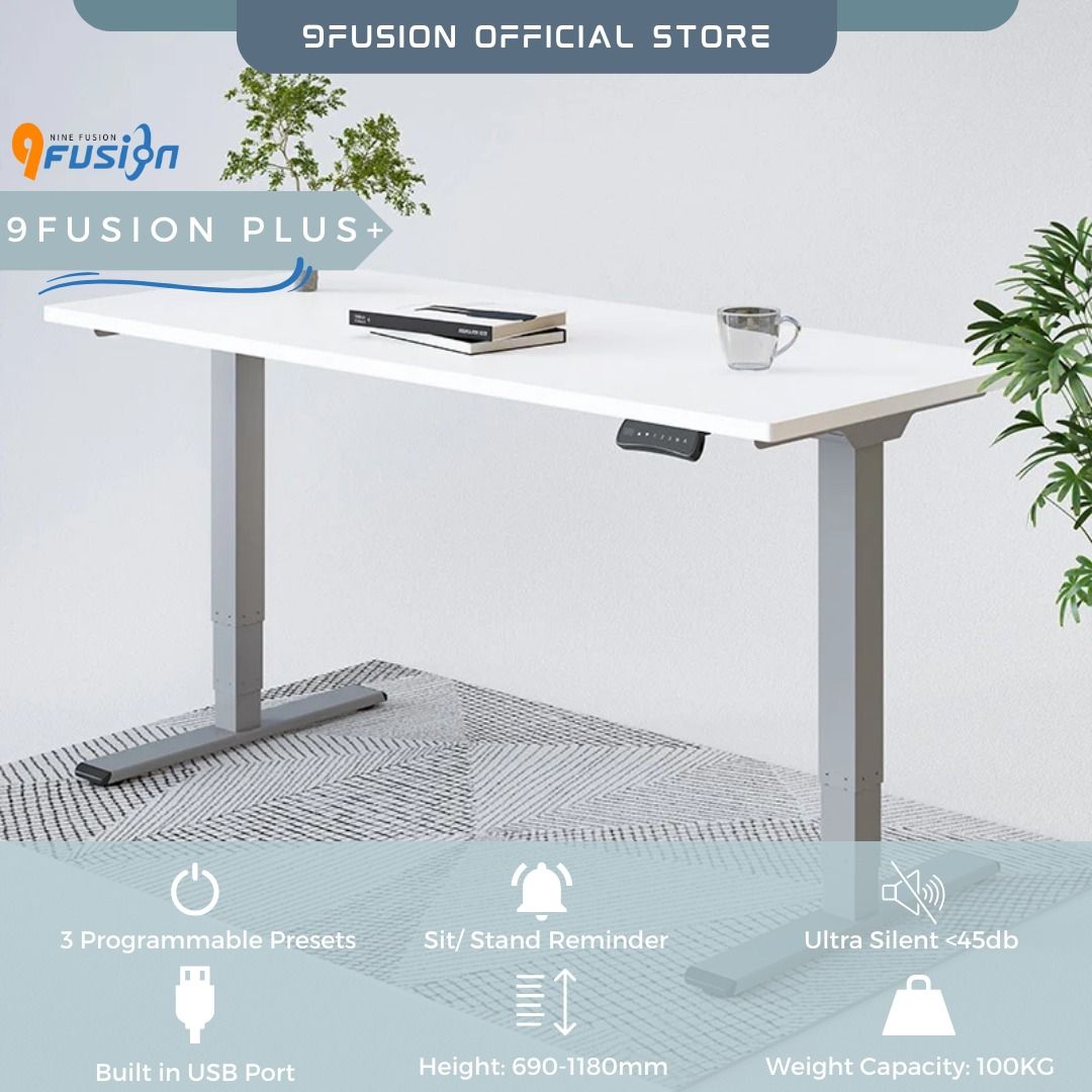 Fusion Desk Plus Height Adjustable Table, Furniture & Home Living ...