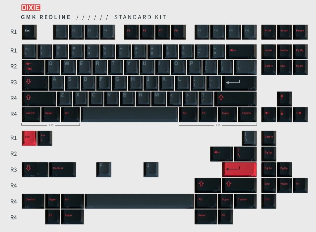 GMK Redline base + alternate accents + spacebar, Computers & Tech ...