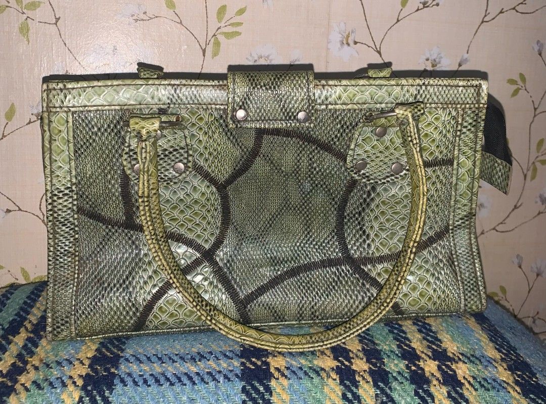 Green Python Skin Bag, Women's Fashion, Bags & Wallets, Shoulder Bags ...