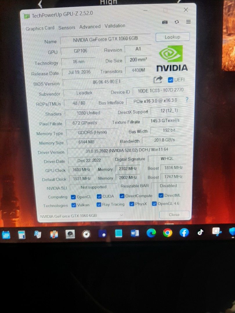 NVIDIA GTX 1060 6GB, Computers & Tech, Parts & Accessories, Computer Parts on Carousell