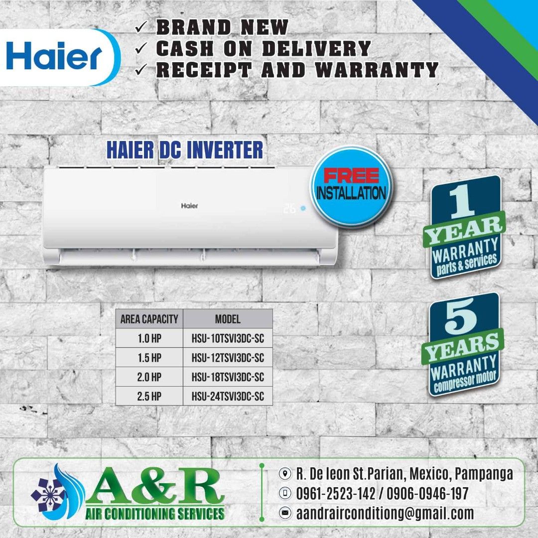 Haier DC Inverter Split Type With Free Installation, TV & Home ...