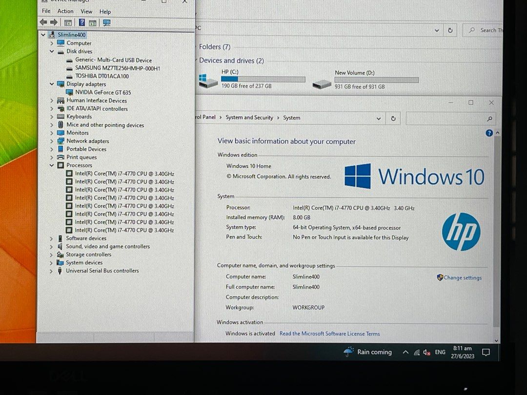 HP Slimline SFF Business Office WFH School HBL Essential Desktop ...