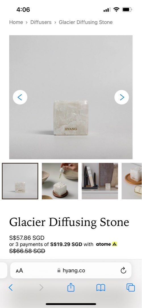 Hyang Glacial Diffusing Stone, Furniture & Home Living, Home Fragrance ...