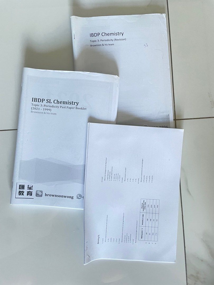 IBDP Chemistry (Topic 3: Periodicity Past Paper Booklet), 興趣及遊戲, 書本 ...