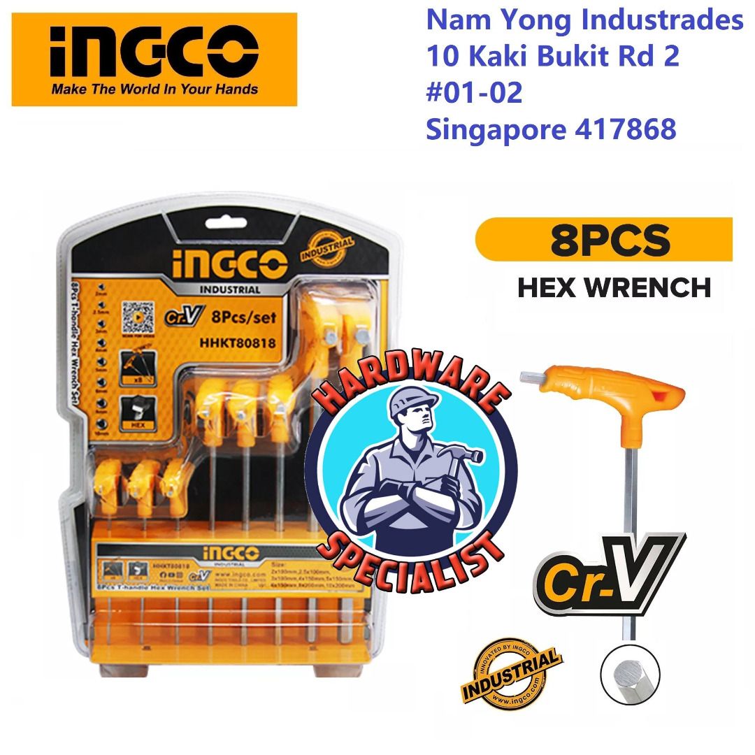 Ingco HHKT80818 8 PCS T Handle Hex Wrench Set, Hobbies & Toys ...