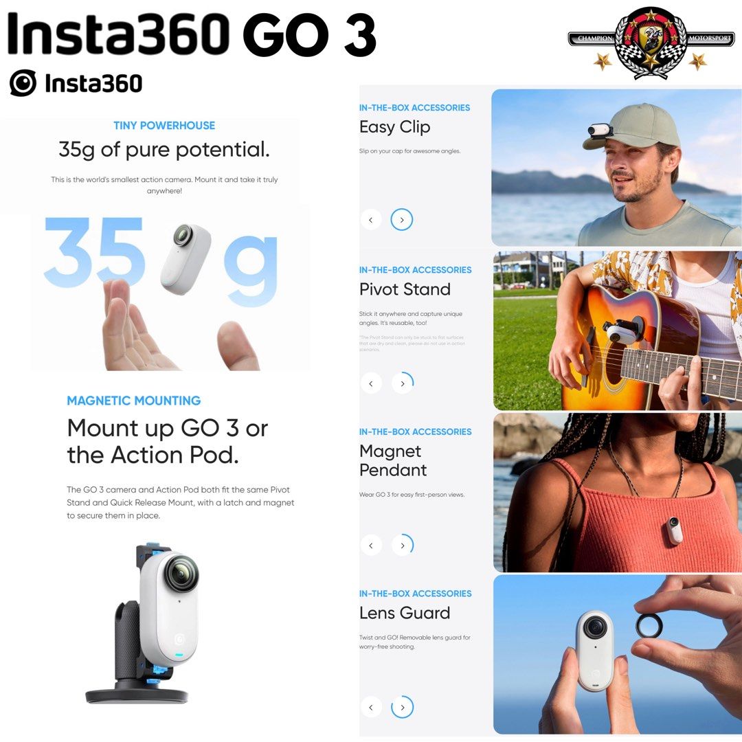 Insta360 GO3 (64GB/ 128GB) Tiny Camera with Flip Screen Action Pod, Mobile Phones & Gadgets ...