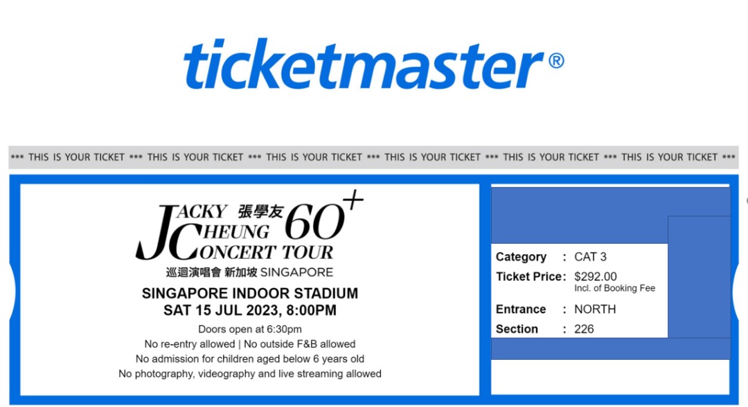 Jacky Cheung 60+ Concert Tour, Tickets & Vouchers, Event Tickets on Carousell