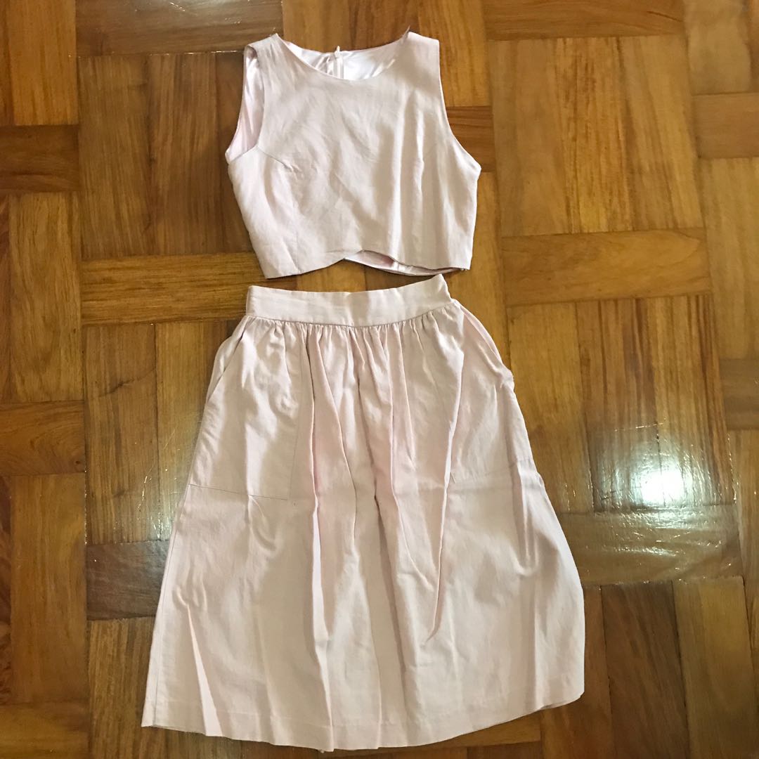 Korean Linen Pink Coordinates, Women's Fashion, Dresses & Sets, Sets or ...