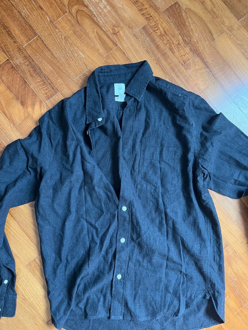 Linen Black Work Top, Women's Fashion, Tops, Blouses on Carousell